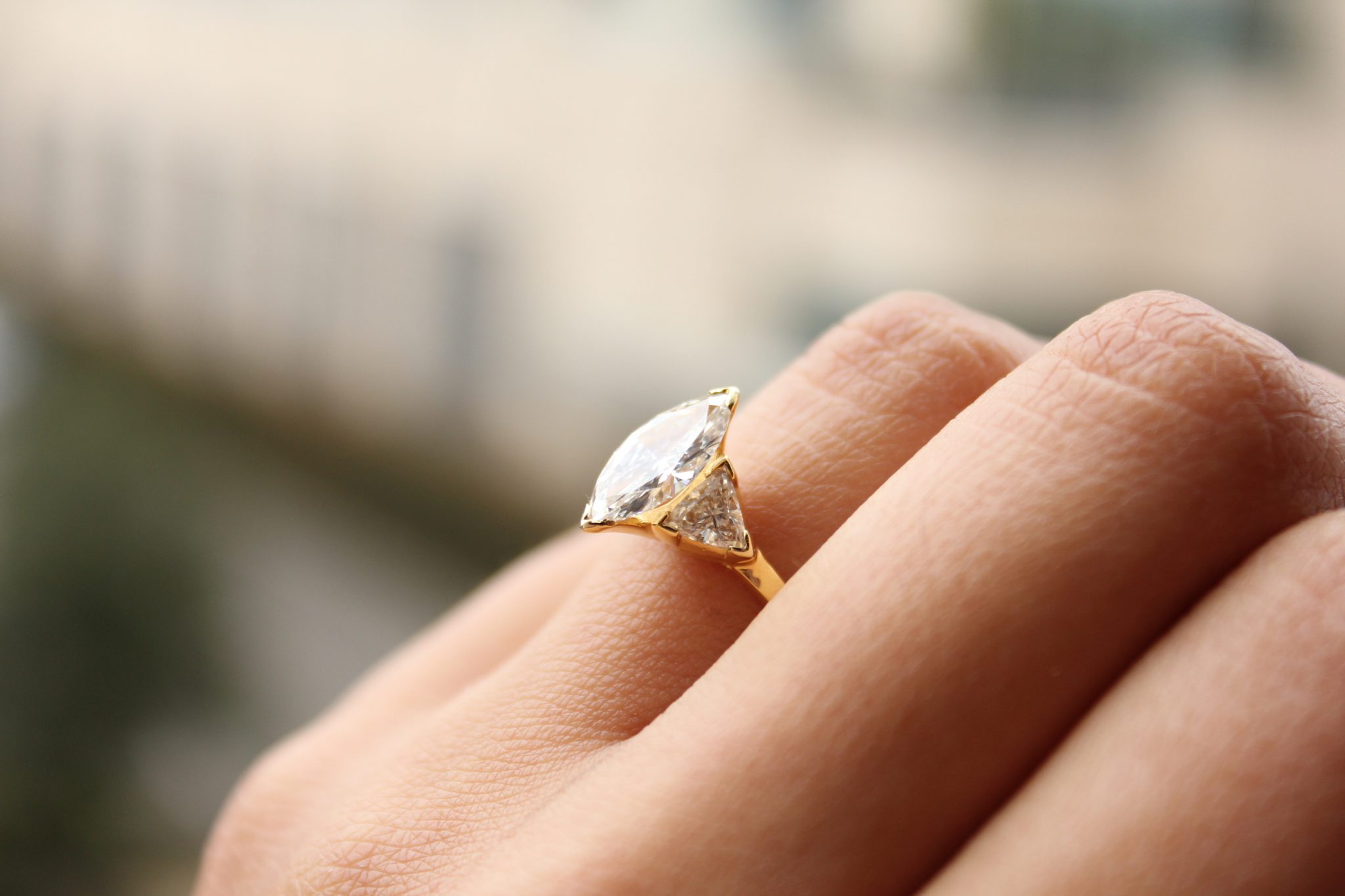Three Stone Marquise Diamond Engagement Ring - Gili Mor Three Stone Marquise Diamond Engagement Ring - Gili Mor
